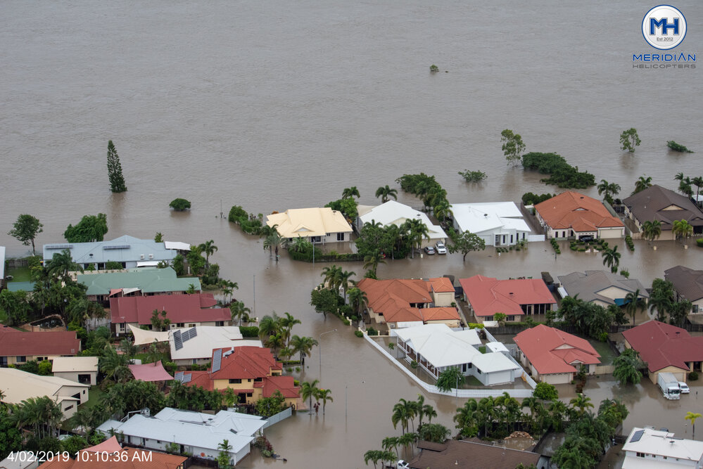 Ross River, Inundated streets, aerial photograph during floods, 2019 ...
